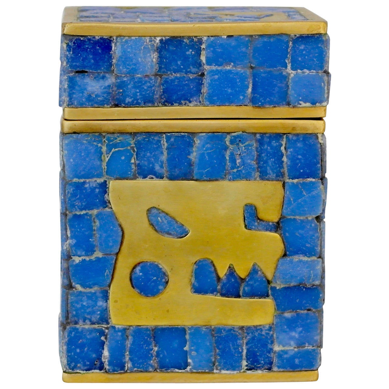 Salvador Teran Brass and Glass Mosaic Lidded Box For Sale at 1stDibs