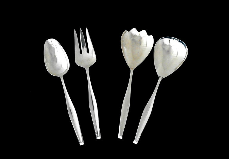 Award Winning 1961 Moderne Sterling Silver Flatware 149 pcs designer 4 ...