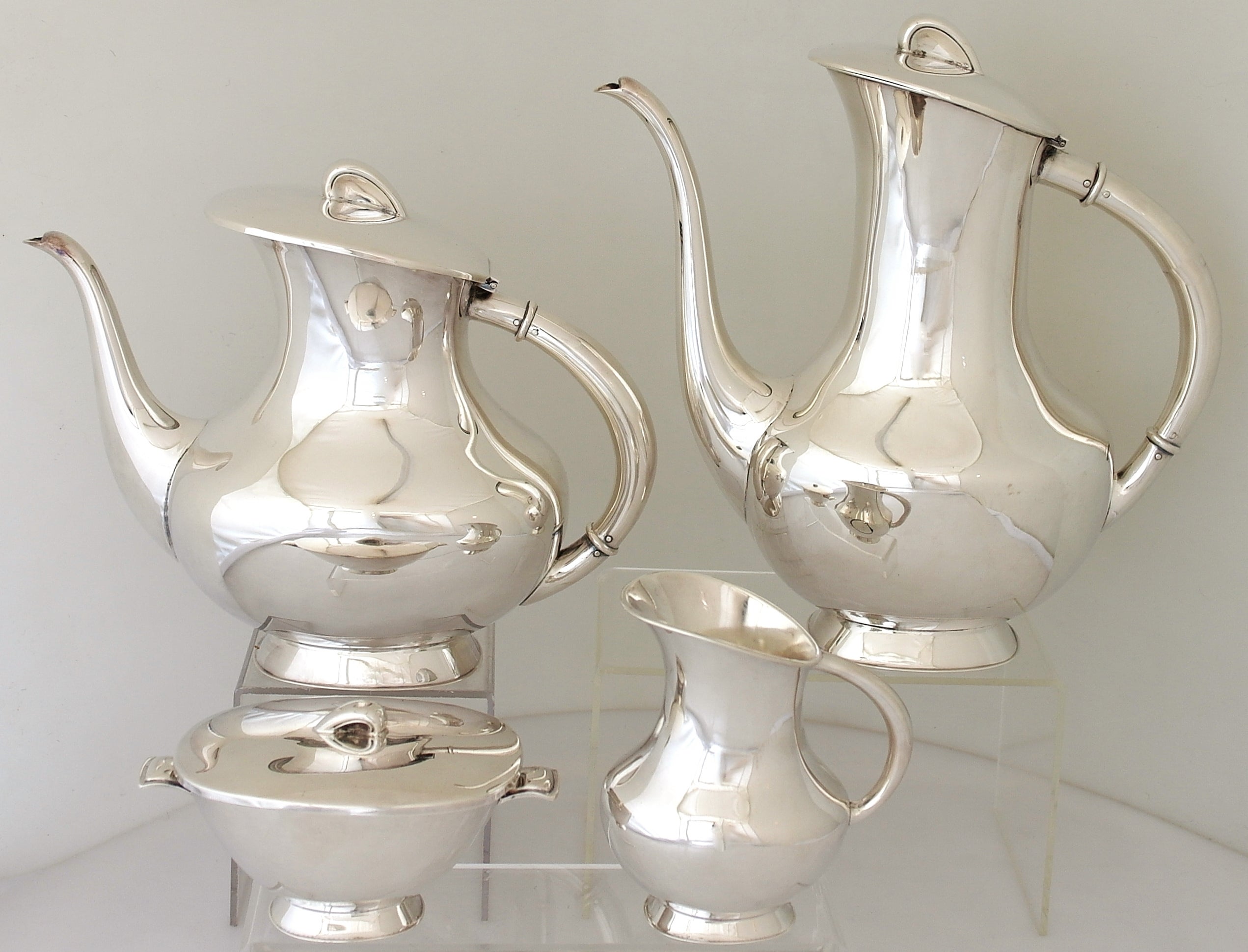 German Modernist Sterling Silver Tea Set by Otto Hintze For Sale at 1stDibs