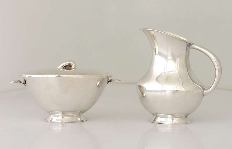 German Modernist Sterling Silver Tea Set by Otto Hintze For Sale at 1stDibs