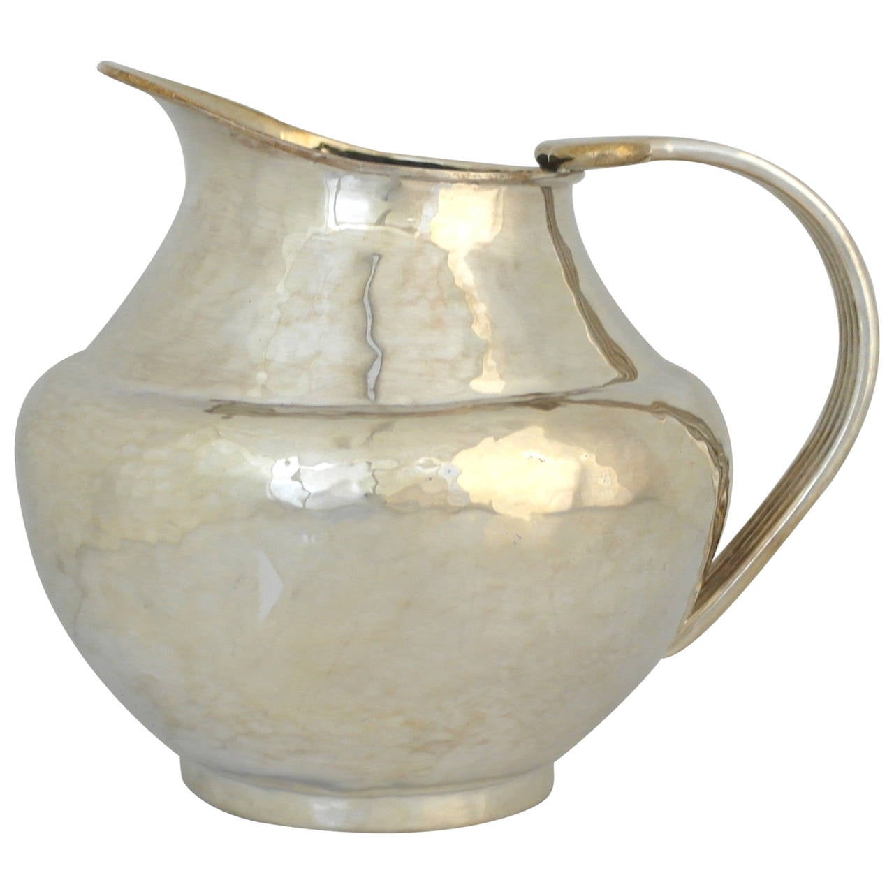 Emilia Castillo Silver Plate Hand Hammered Pitcher at 1stDibs