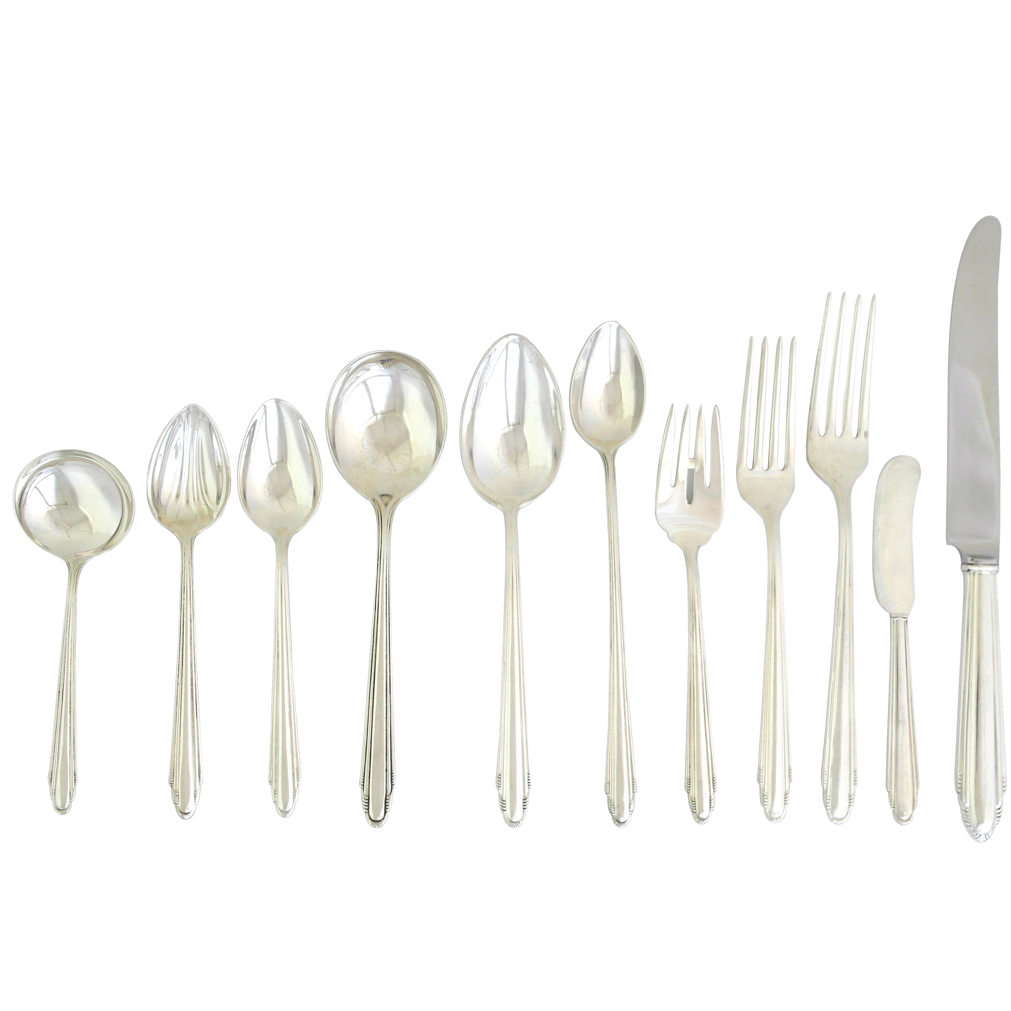 SAARINEN Dominick Haff Sterling Silver Art Deco Flatware Set 1930 SEE LARGER SET at 1stDibs