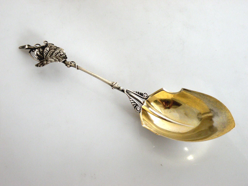 Wood and Hughes Coin Silver Figural Aesthetic Serving Spoon at 1stDibs