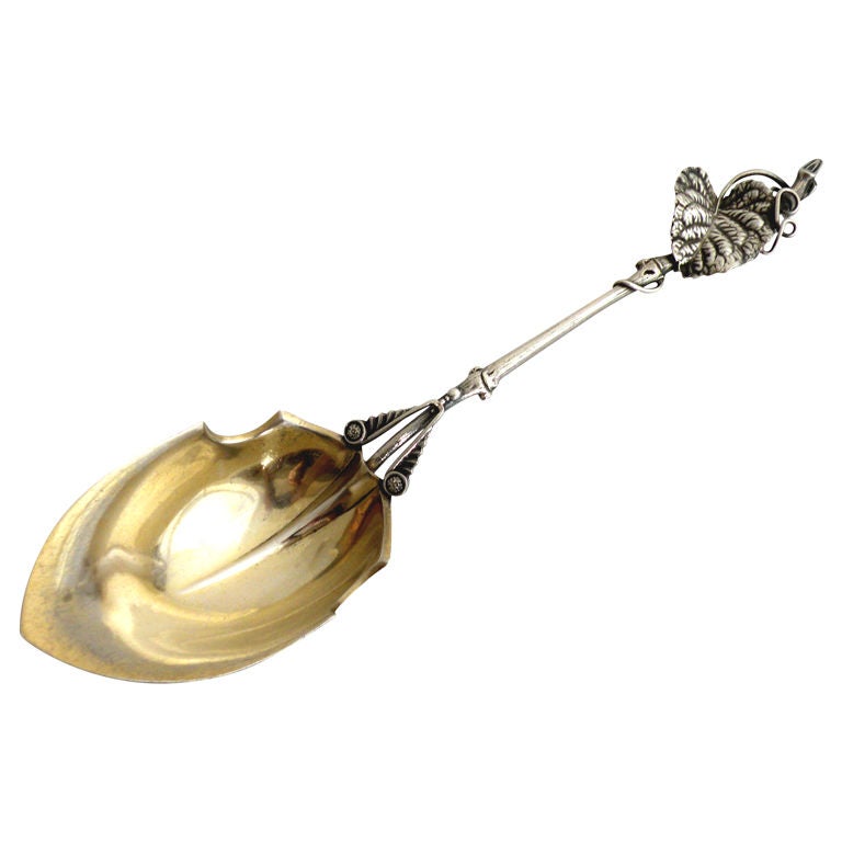 Wood and Hughes Coin Silver Figural Aesthetic Serving Spoon at 1stDibs