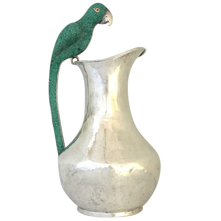 Large Taxco Silverplate Handwrought Parrot Pitcher at 1stDibs