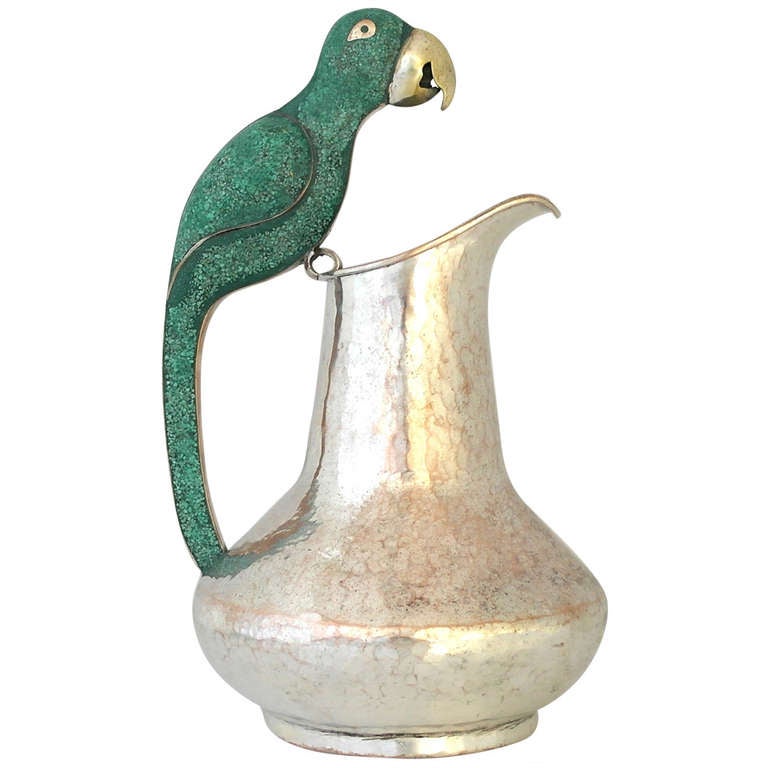 Taxco Handwrought Silverplate Parrot Pitcher at 1stDibs