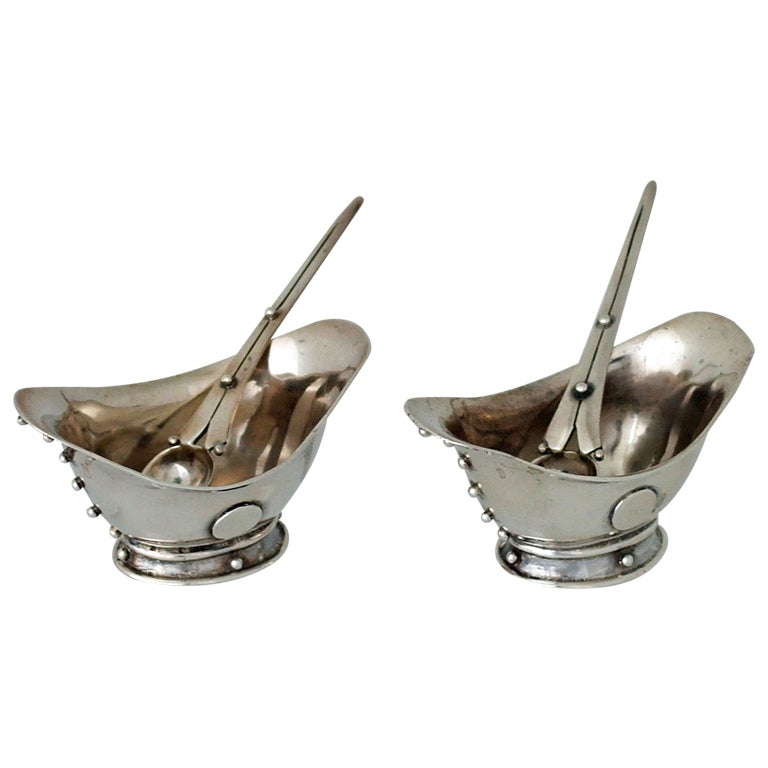 Spratling Pair of Boat Shaped Sterling Silver Salt Dishes w/Spoons at ...