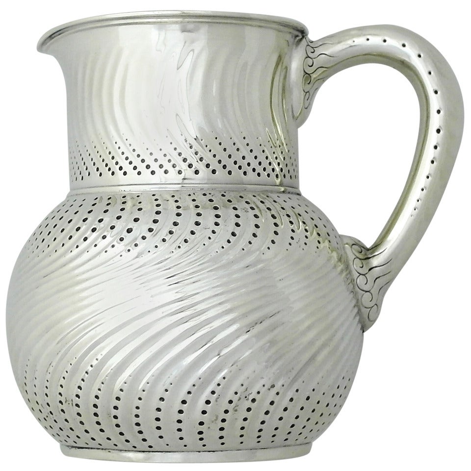Tiffany Sterling Silver Wave/Beaded Design Pitcher 1880 For Sale at 1stDibs
