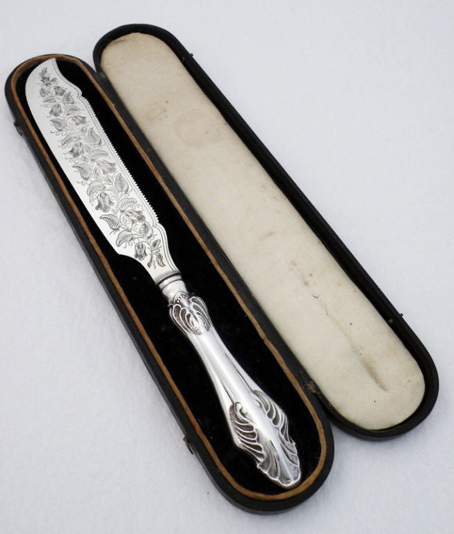 George Lindner Philadelphia Coin Silver Cake Saw Bread Knife at 1stDibs