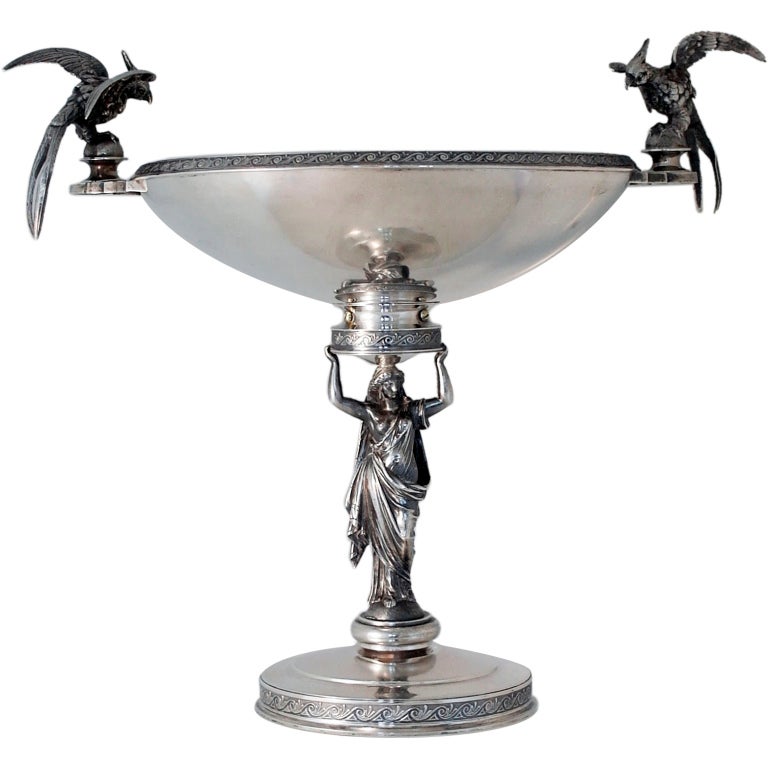 Figural 1873 Gorham Sterling Silver Tazza Robed Female Figure at 1stDibs