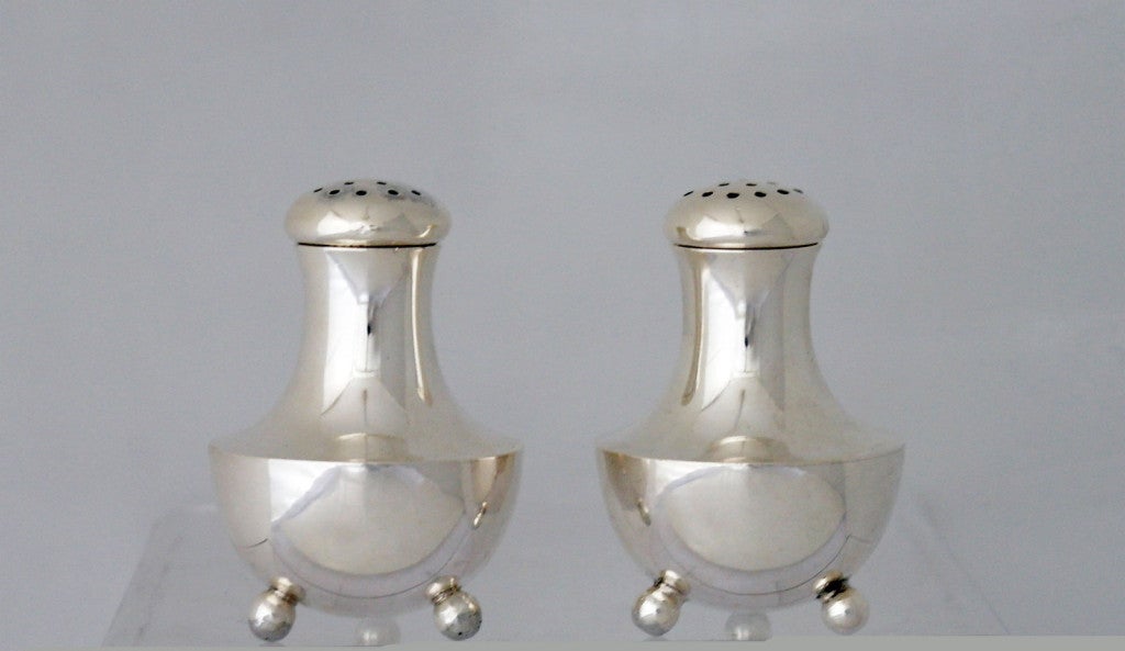 Allan Adler Sterling Silver Salt/pepper Shakers Moderne 1950 at 1stDibs