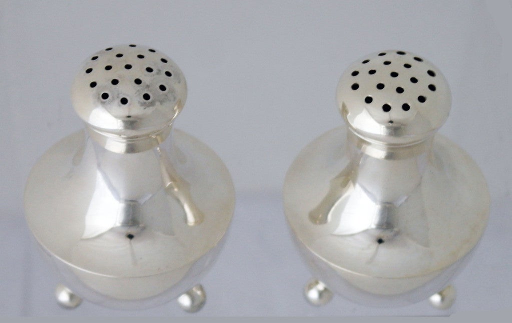 Allan Adler Sterling Silver Salt/pepper Shakers Moderne 1950 at 1stDibs