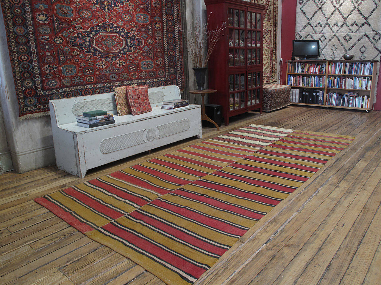 Banded Kilim Runner Rug in Two Panels For Sale at 1stDibs