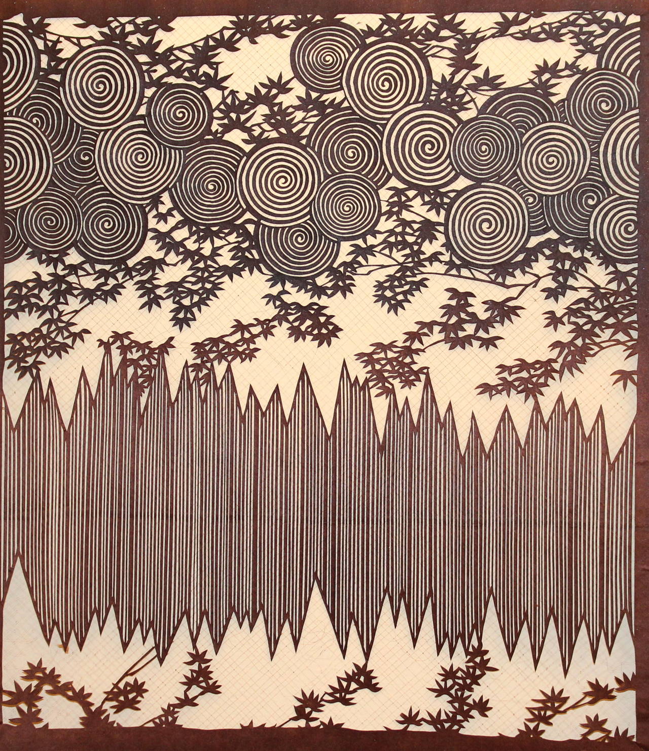 Antique Japanese Kimono Fabric Stencil Wood Block Print Katagami at ...