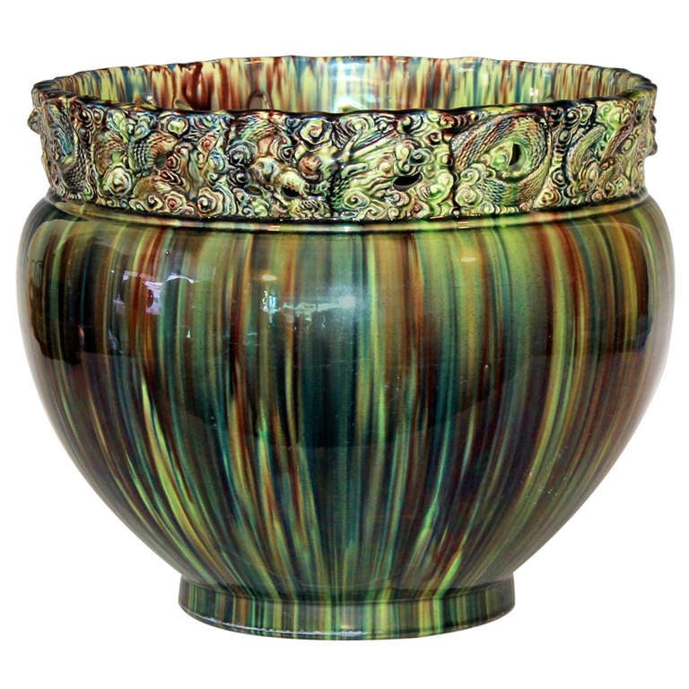 Antique Awaji Pottery Jardinière at 1stDibs