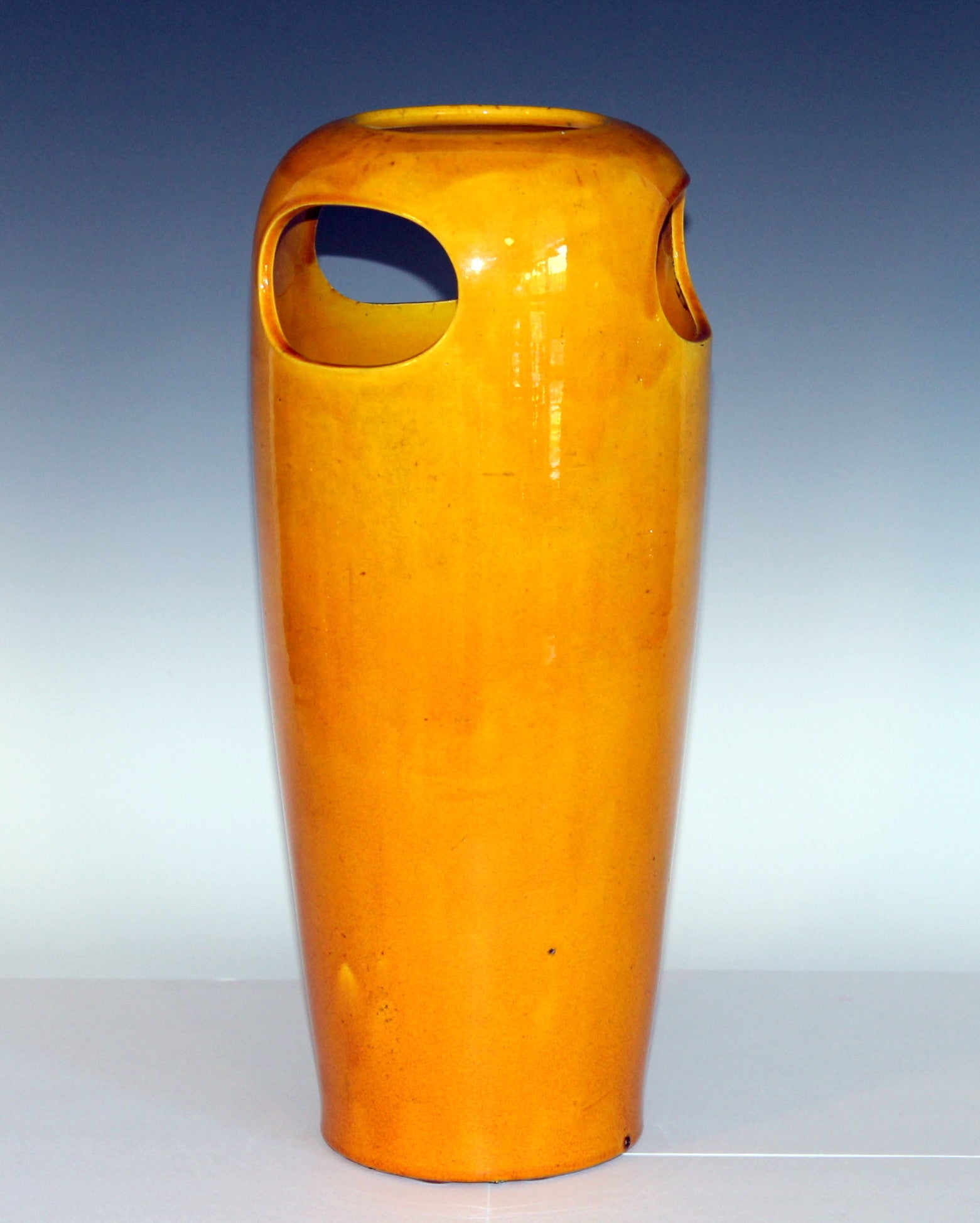 Yellow Awaji Vase with Pierced Shoulder at 1stDibs