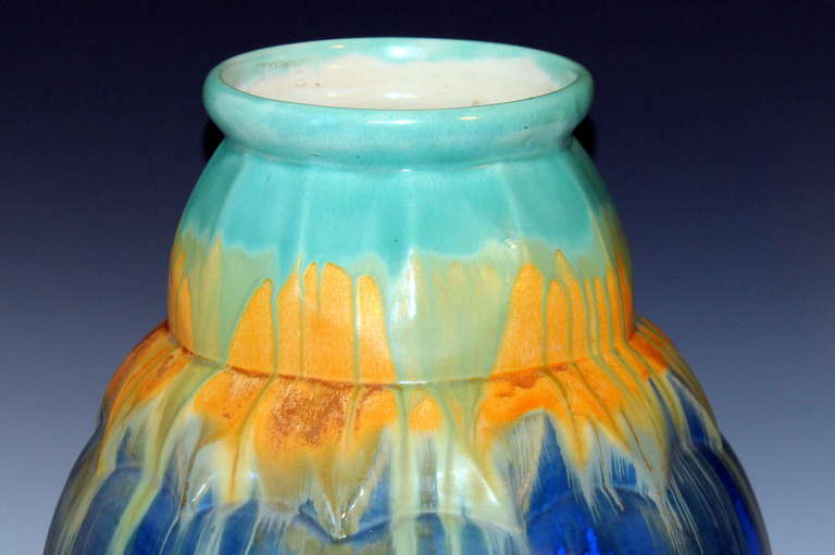 Large Belgian Art Deco Pottery Vase at 1stDibs