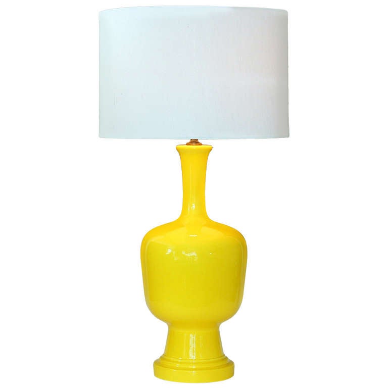 Vintage Cadmium Yellow 1960s Pottery Lamp at 1stDibs