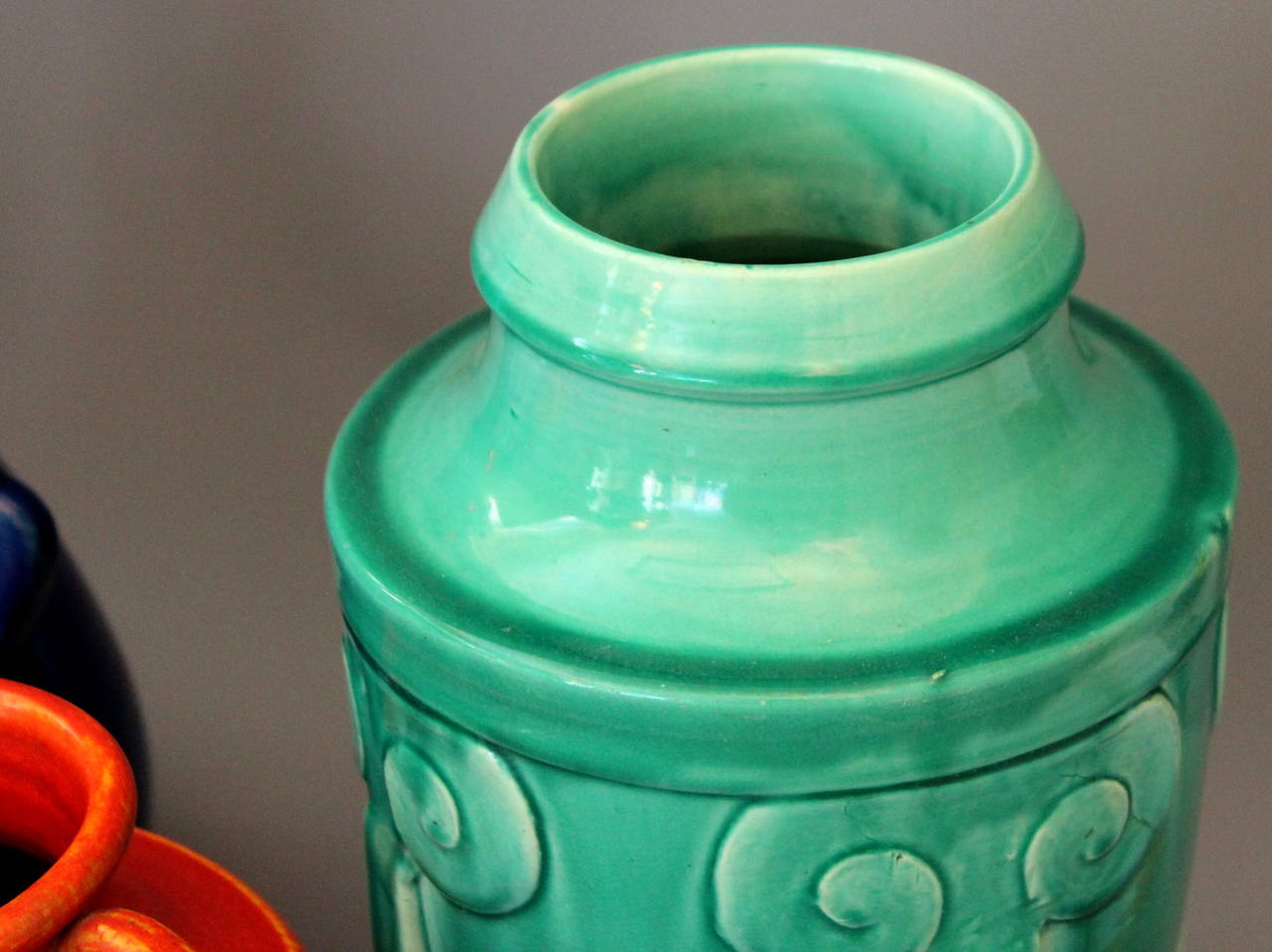 Collection Colorful Art Deco Awaji Pottery Monochromes For Sale at 1stDibs