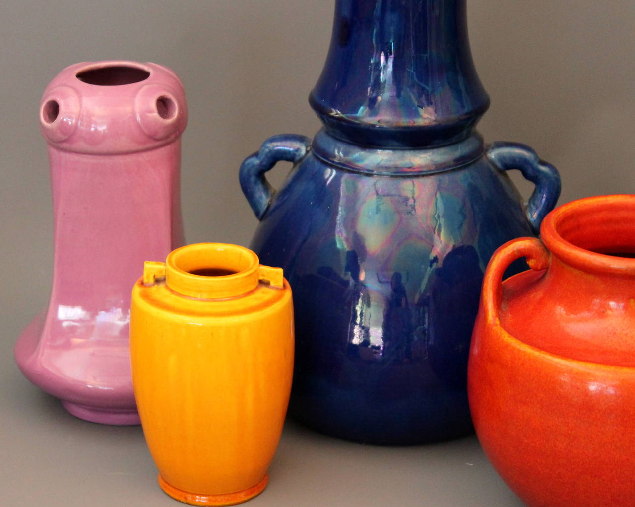 Collection Colorful Art Deco Awaji Pottery Monochromes For Sale at 1stDibs