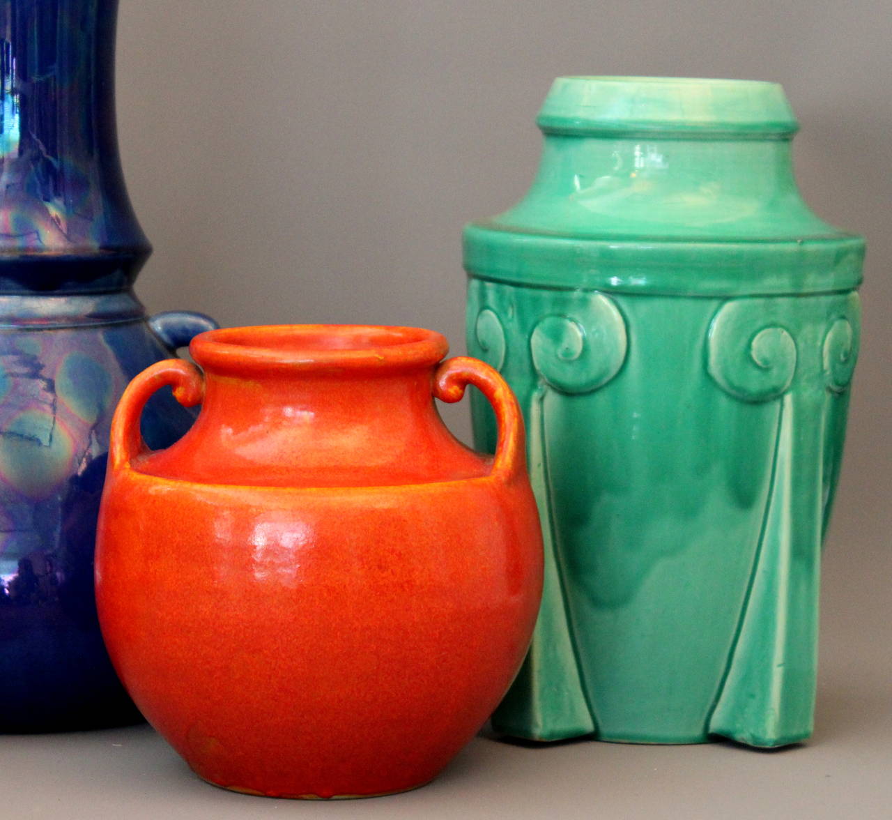 Collection Colorful Art Deco Awaji Pottery Monochromes For Sale at 1stDibs