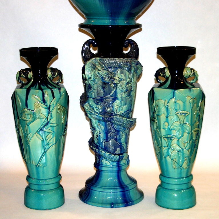 Large Pair Antique Kyoto Vases at 1stDibs