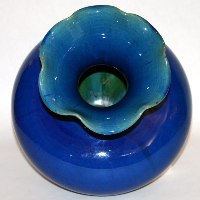 Large Blue Awaji Vase For Sale at 1stDibs