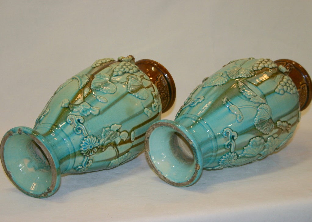 Pair Antique Kyoto Vases at 1stDibs