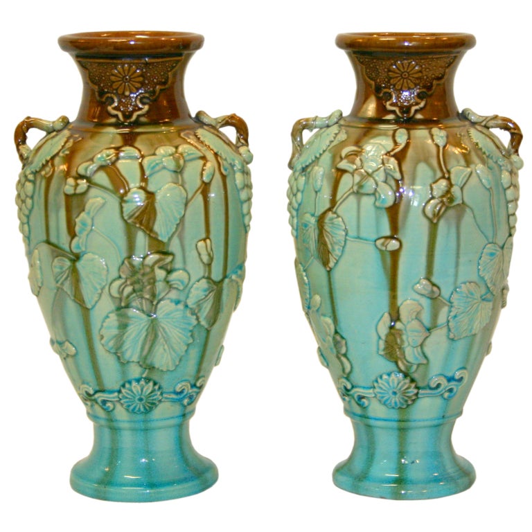 Pair Antique Kyoto Vases at 1stDibs
