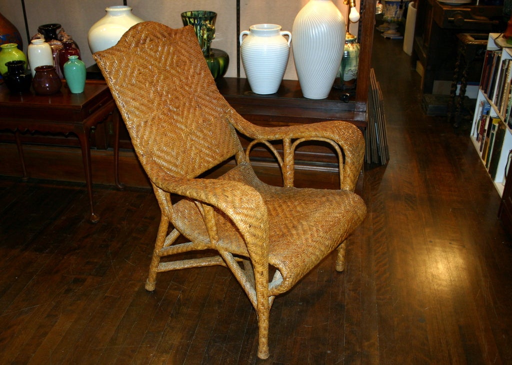 Vintage French Colonial Art Deco Wicker Plantation Chair at 1stDibs ...