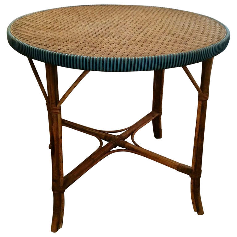Round Wicker Table at 1stDibs