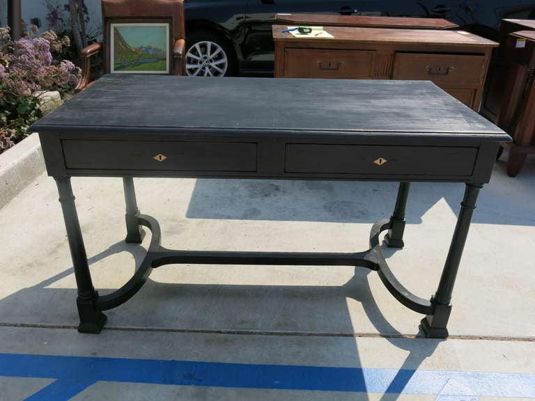 19th Century Black Writing Desk with Two Drawers at 1stDibs