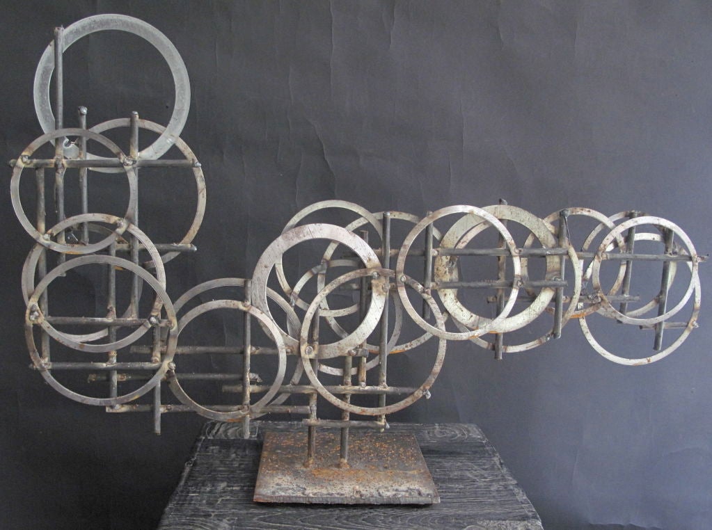 Welded Interlocking Metal Ring Sculpture at 1stDibs