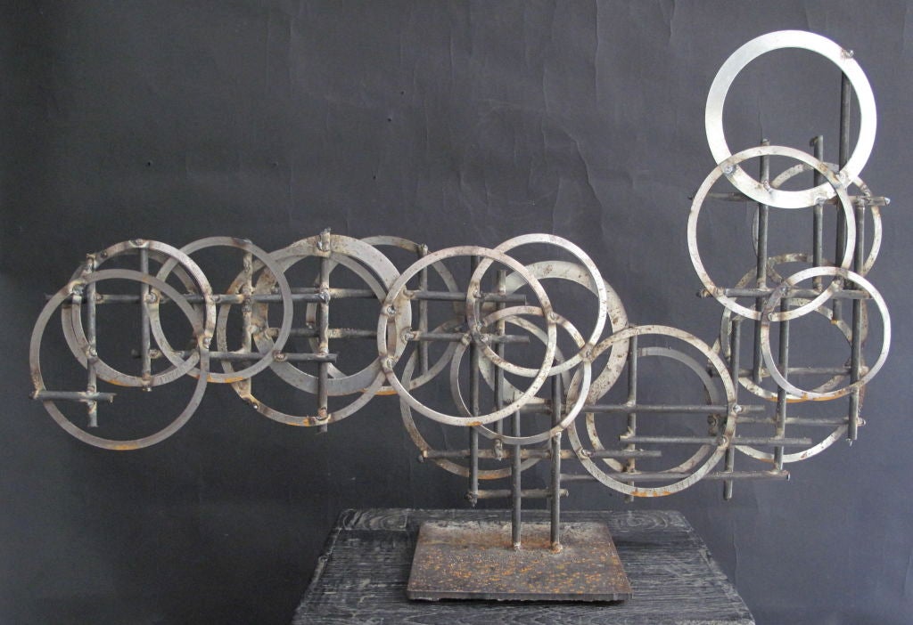 Welded Interlocking Metal Ring Sculpture at 1stDibs