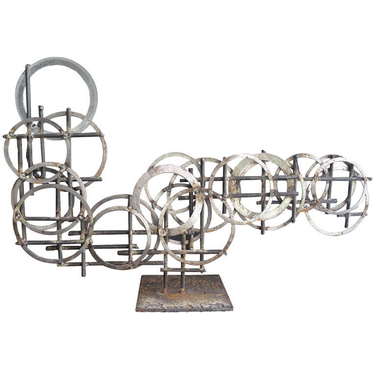 Welded Interlocking Metal Ring Sculpture at 1stDibs