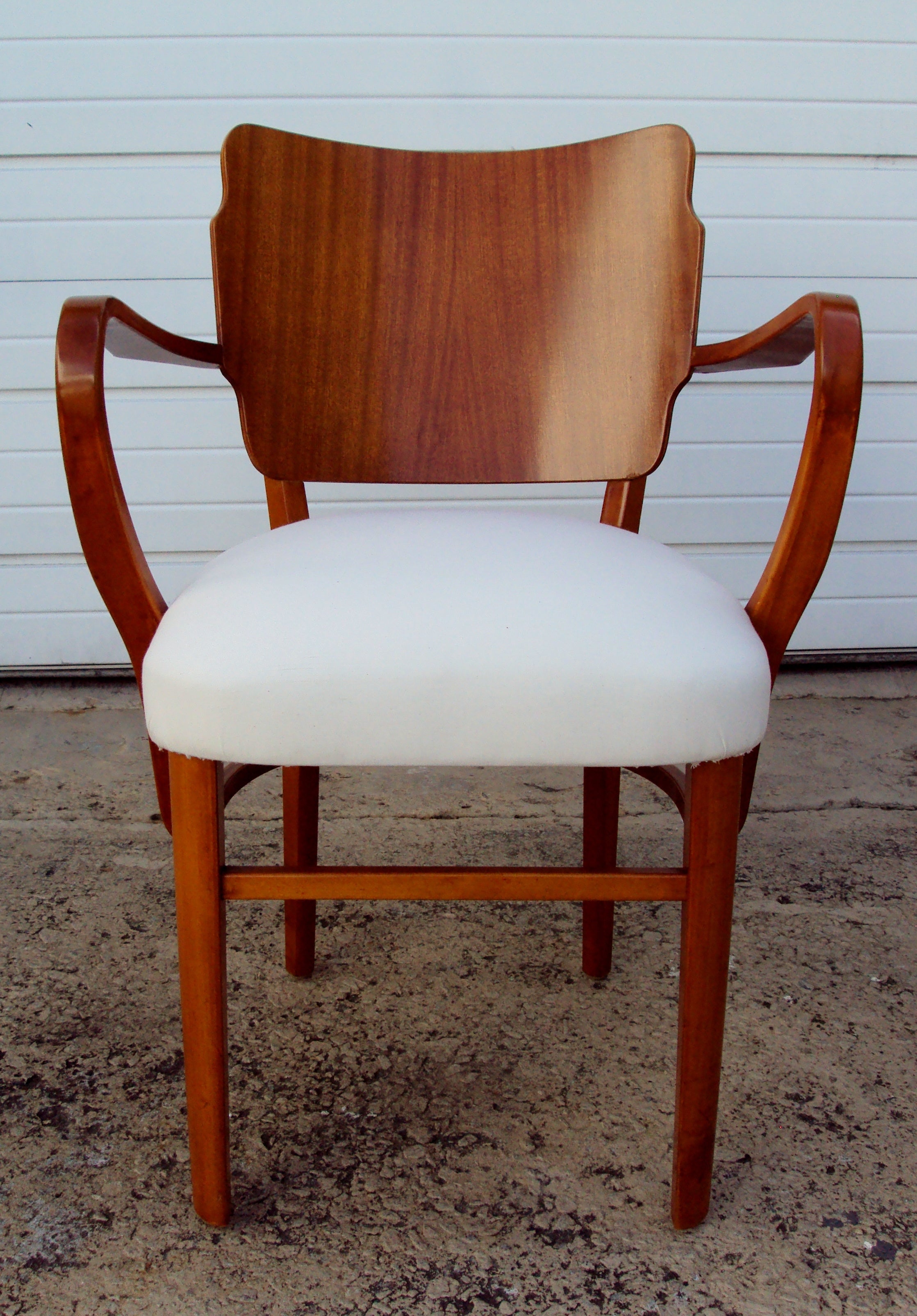 Swedish Art Moderne Open Arm Chair in Ribbon Mahogany (Ready for COM ...
