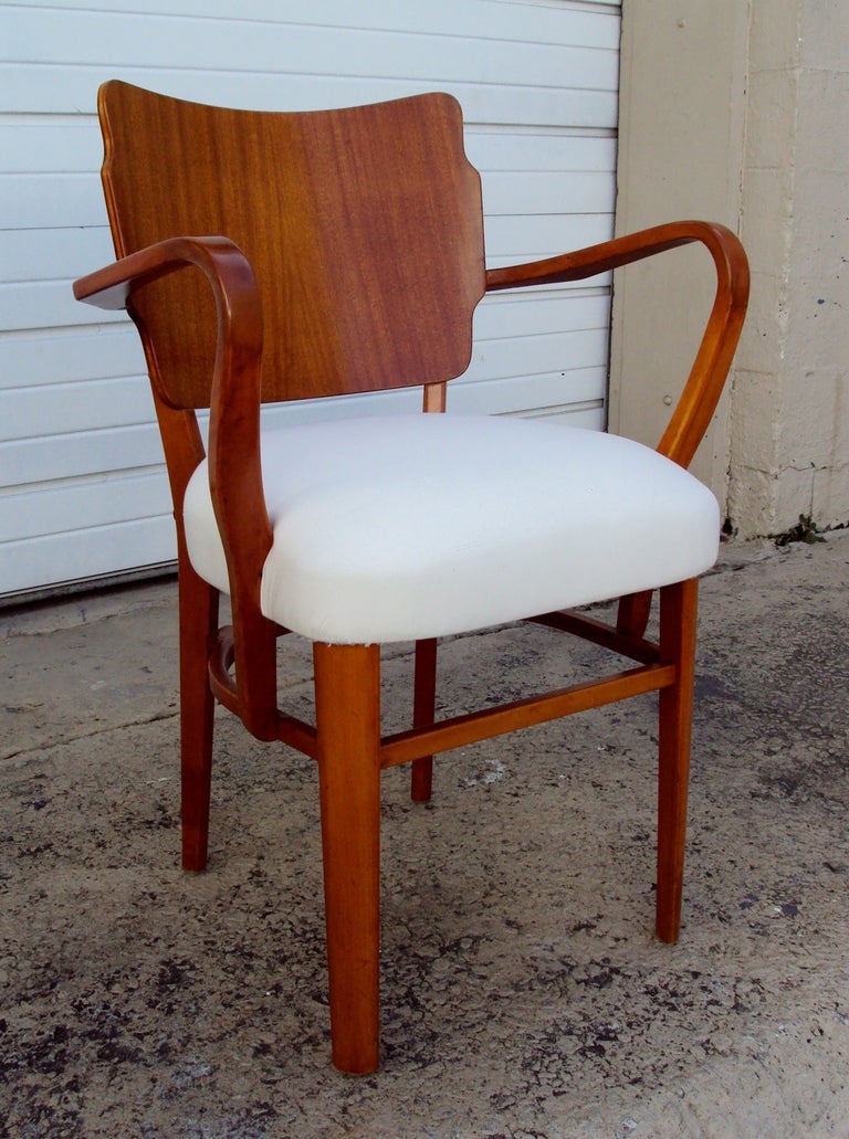 Swedish Art Moderne Open Arm Chair in Ribbon Mahogany (Ready for COM ...
