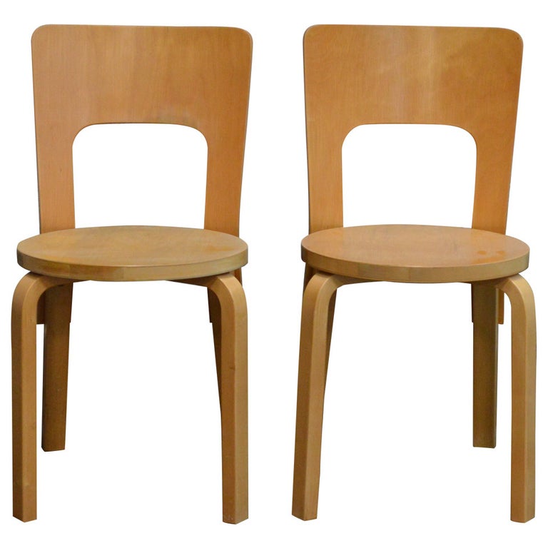 Pair of Vintage No. 66 Alvar Aalto Chairs for Artek at 1stDibs ...