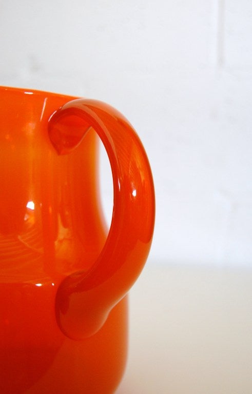 Vintage Swedish Orange Art Glass Pitcher by Erik Höglund, Boda For Sale ...