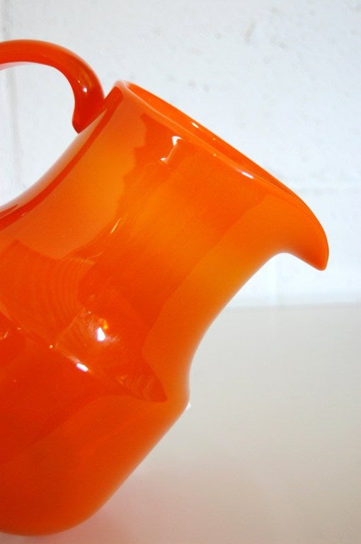 Vintage Swedish Orange Art Glass Pitcher by Erik Höglund, Boda For Sale ...