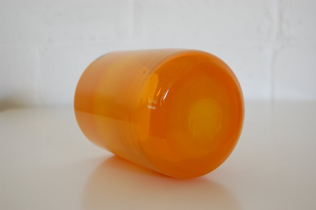 Vintage Swedish Orange Art Glass Vase by Erik Höglund for Boda at ...
