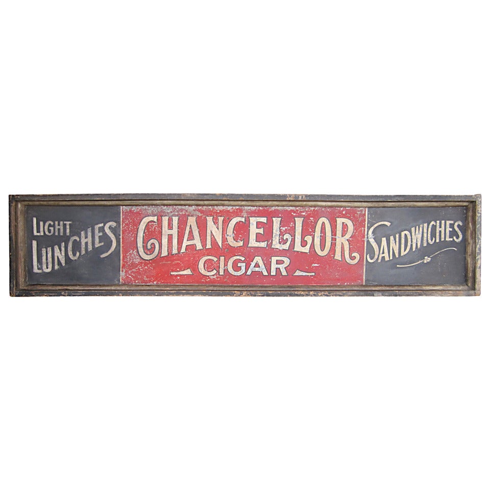 Circa 1920 Chancellor Cigar Sign at 1stDibs