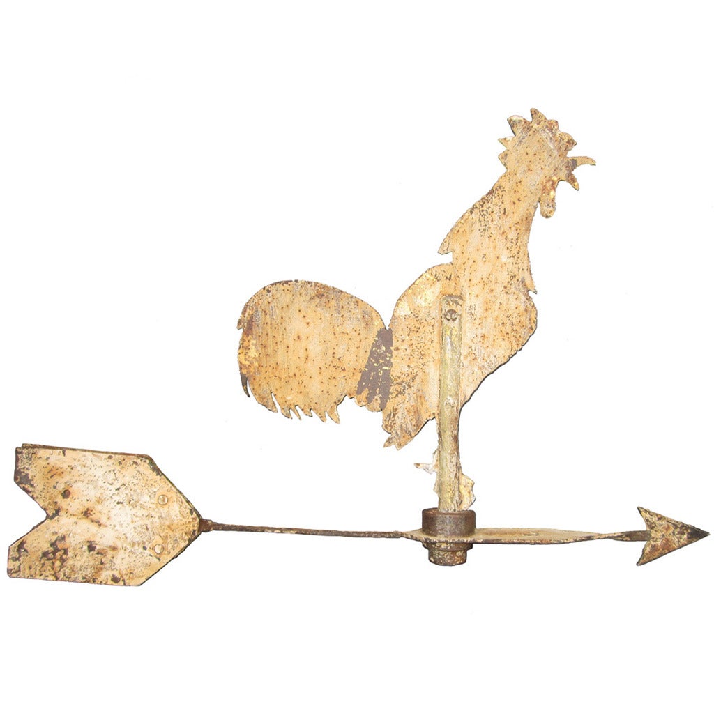 Circa 1900 Sheet Iron Crowing Rooster Weathervane For Sale at 1stDibs