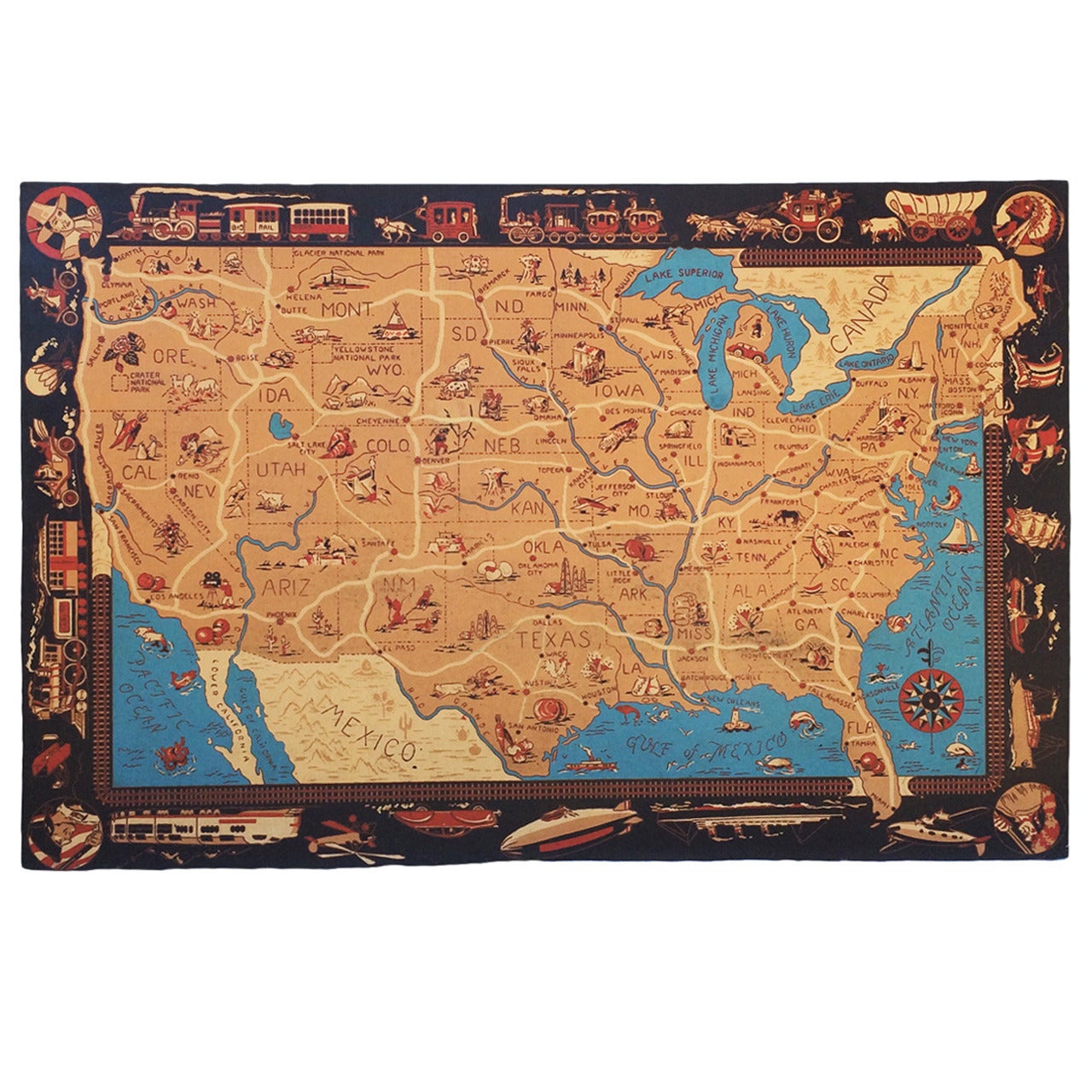 Linoleum Floor Cloth, circa 1940 at 1stDibs