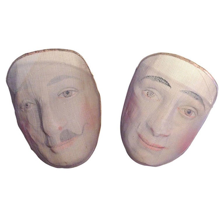 Pair of Early 1900s French Pantomime Masks at 1stDibs