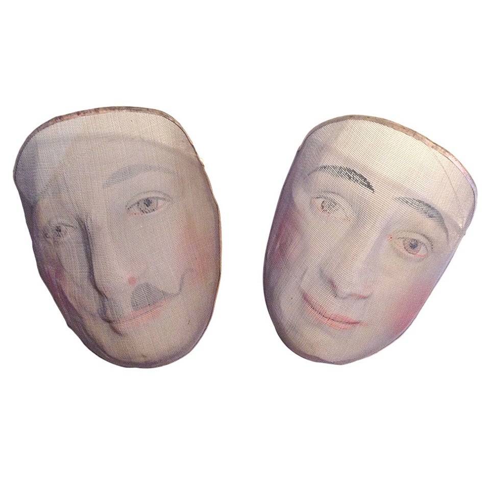 Pair of Early 1900s French Pantomime Masks at 1stDibs