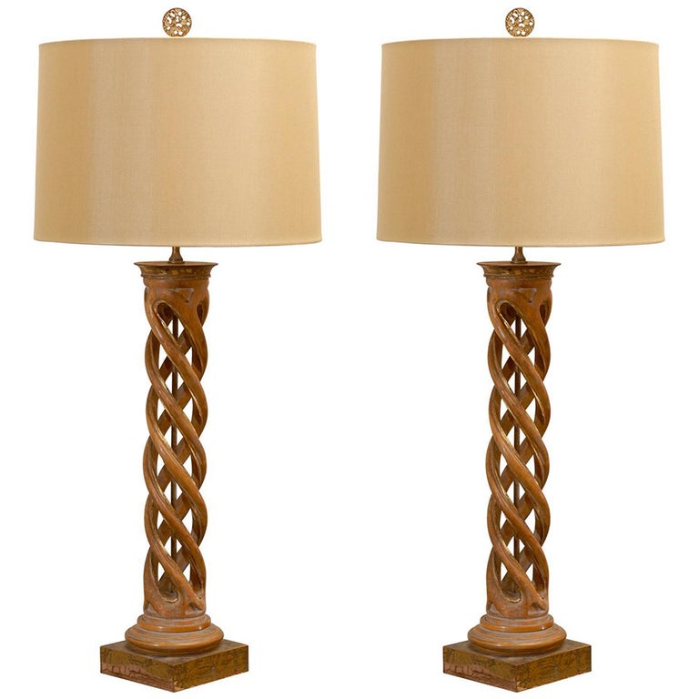 Spectacular Pair of Helix Lamps by Frederick Cooper For Sale at 1stDibs