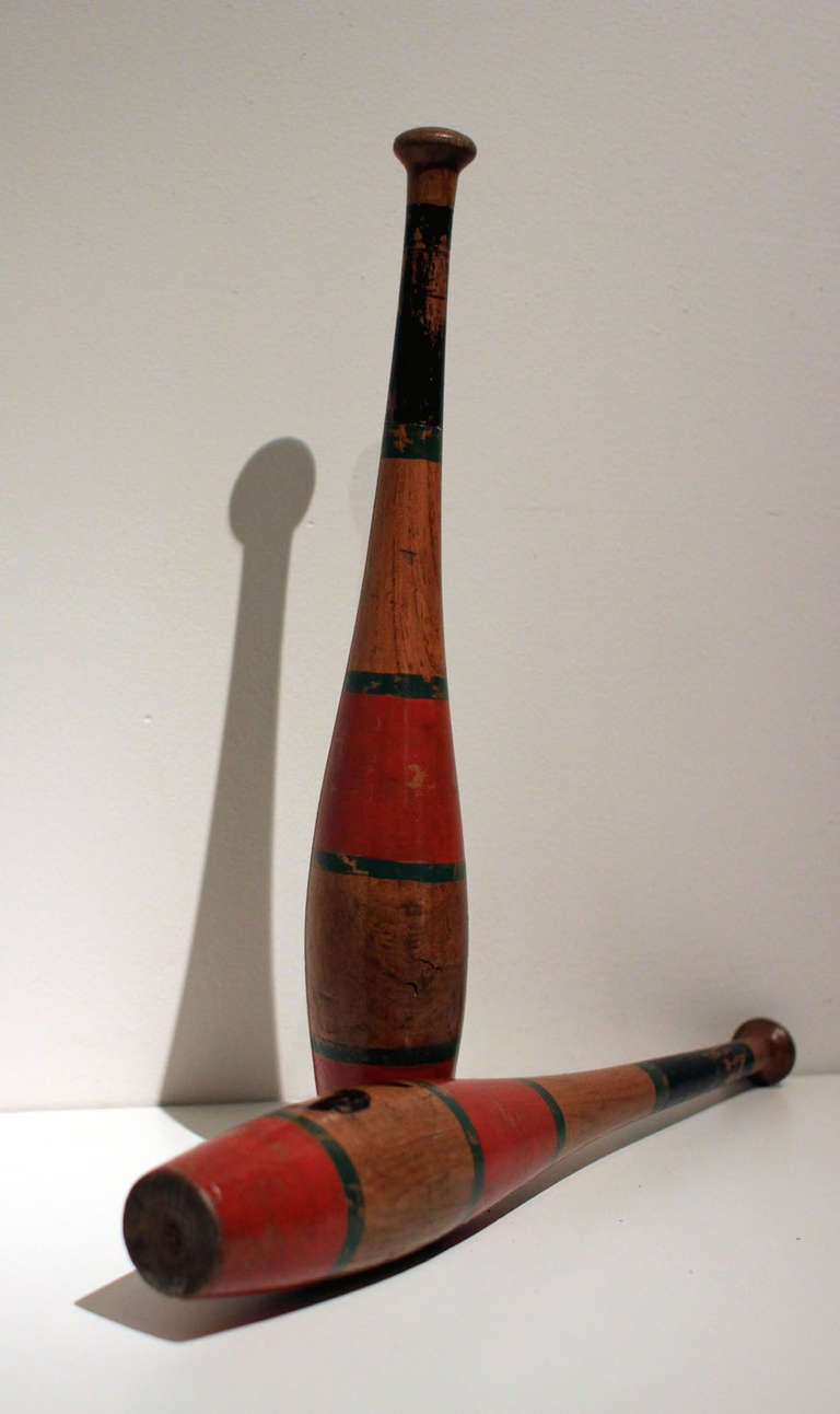 Pair of Painted Indian Clubs at 1stDibs