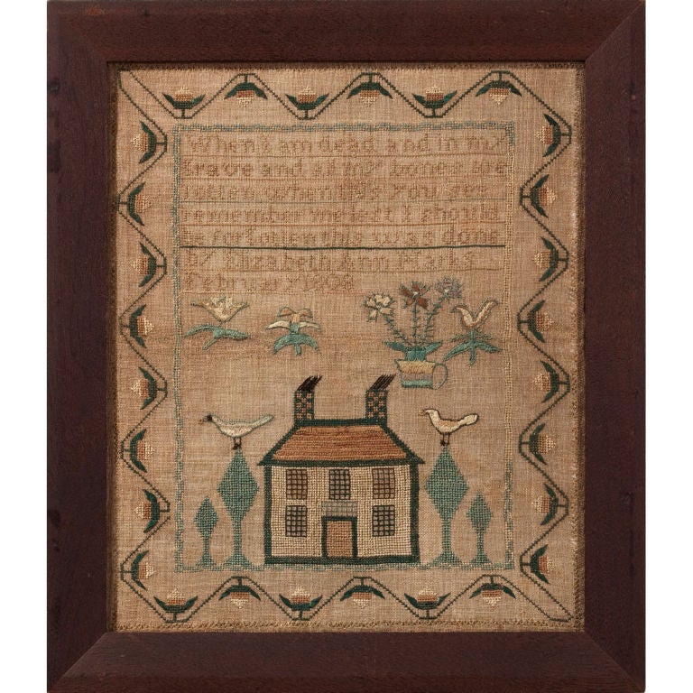 American Folk Art Sampler Dated 1808 at 1stDibs