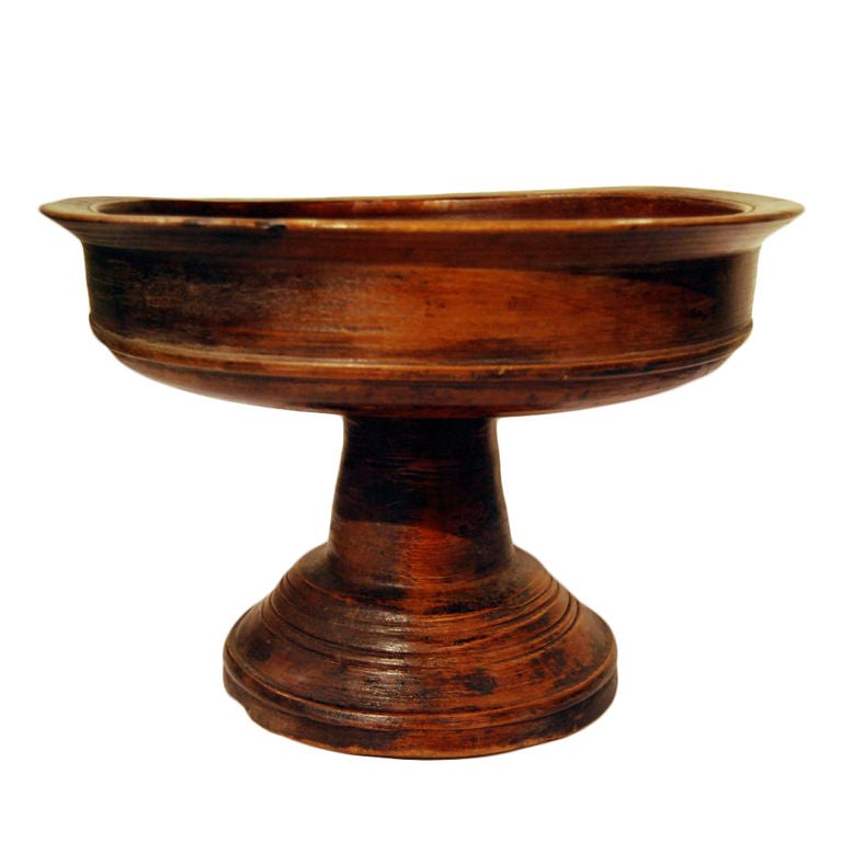 Large treenware footed compote at 1stDibs